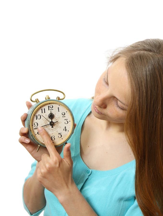 Woman with alarm clock stock photo. Image of adult, beauty - 31267744