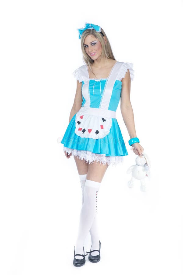 Woman in alice costume stock image. Image of heel, fairytale - 40593979