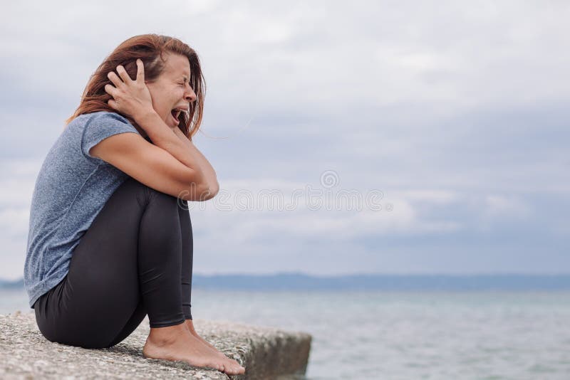 Woman Alone and Depressed Screaming Stock Photo - Image of female ...