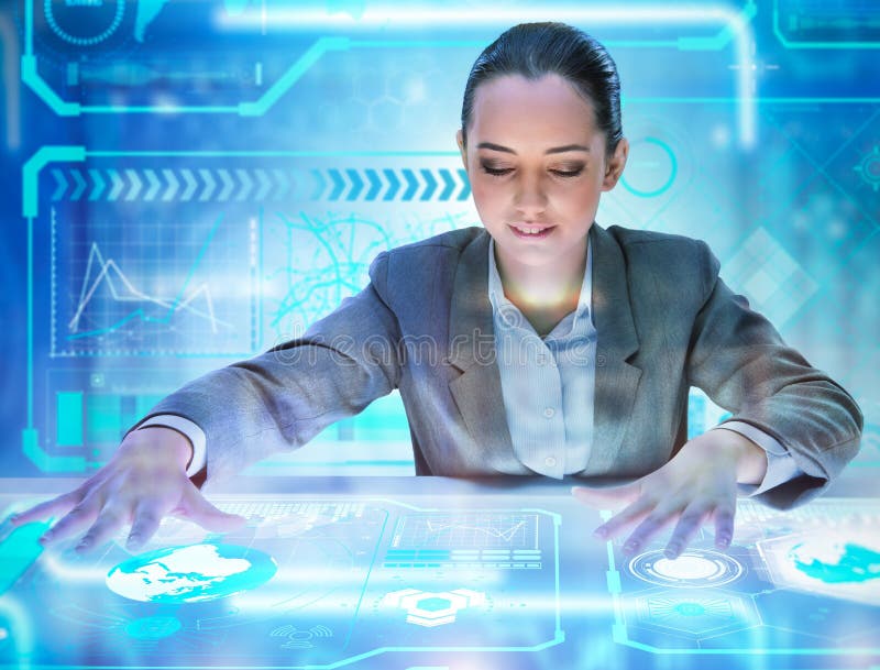 Woman Analyst Working with Big Data Stock Image - Image of ...