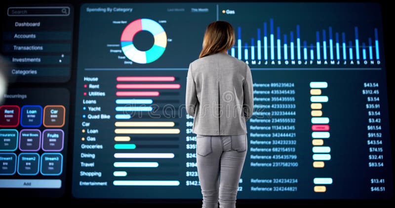 Woman Analyzing Big Data on Artificial Intelligence Dashboard Stock ...