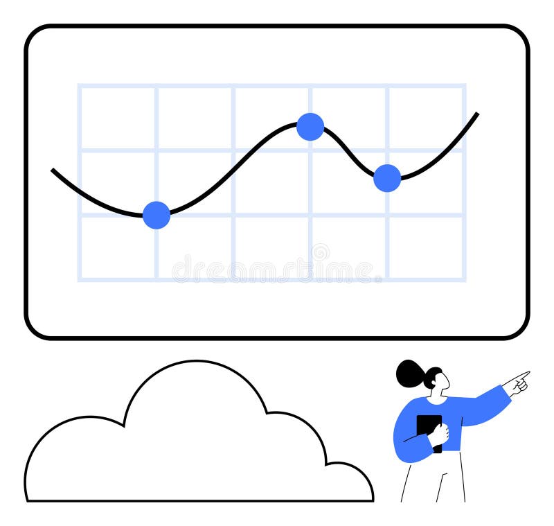 Woman Analyzing Data Trend on Graph, Highlighting Cloud Computing and ...