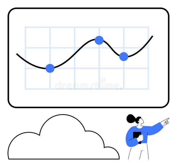 Woman Analyzing Data Trend on Graph, Highlighting Cloud Computing and ...