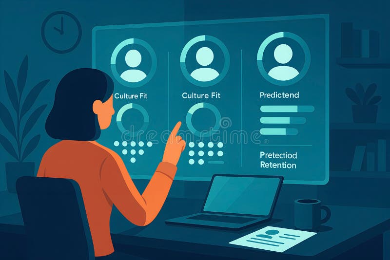 A Woman Analyzing Employee Performance Data on a Digital Interface ...