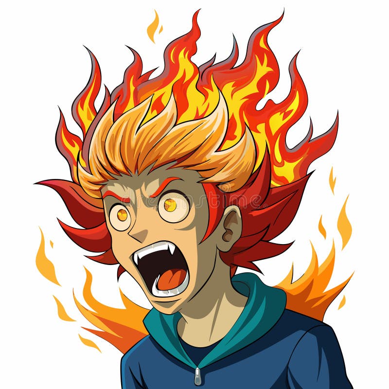 A Woman with Anger, Emotion, and Fire Angry Man in a Fire. Vector ...