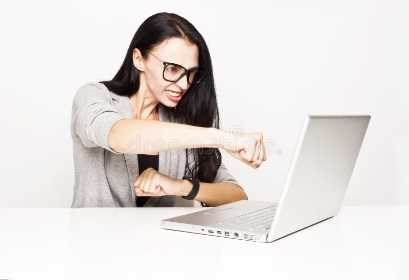 Woman Angry Over Your Computer. Stock Photo - Image of hacker ...