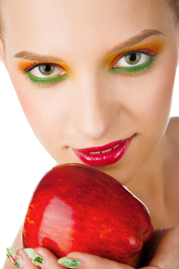 Woman with apple stock photo. Image of care, model, caucasian - 19512948