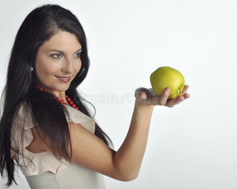 Woman with apple stock image. Image of health, female - 24933659