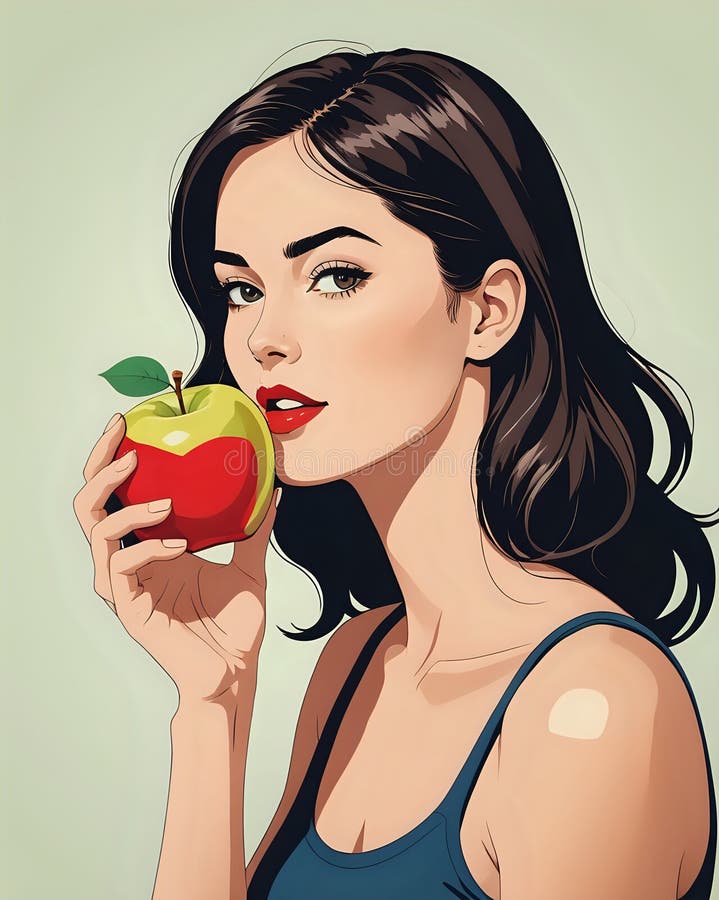 Woman with an Apple. Eve and the Apple of Temptation. Stock ...