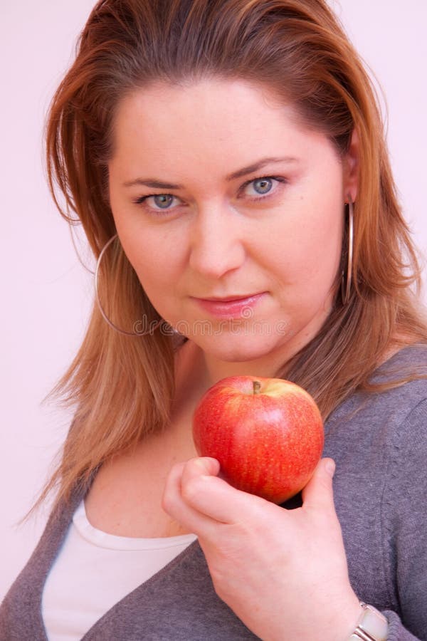 Woman with apple stock image. Image of food, woman, diet - 45244315