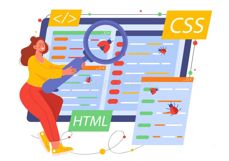 Woman with Application Code Concept Stock Illustration - Illustration ...