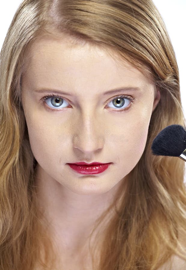 Woman applying blusher stock image. Image of eyes, attractive - 25258373