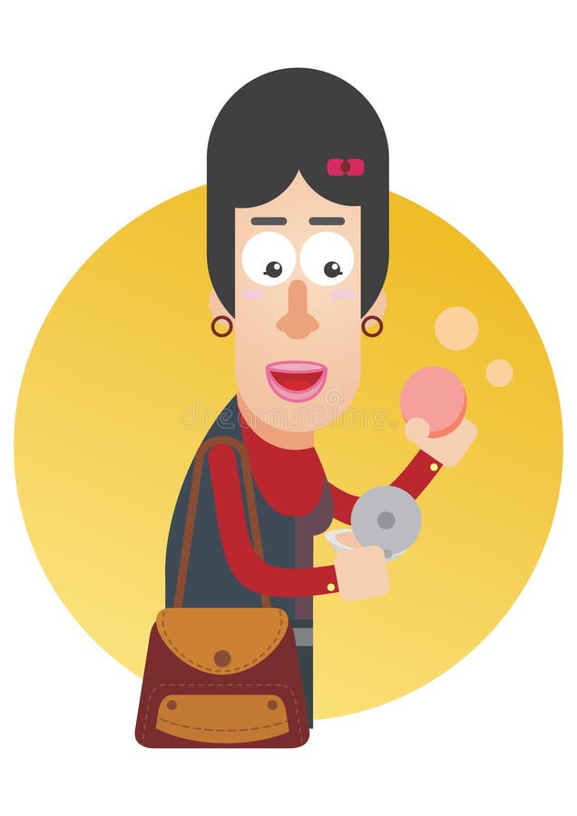 Woman Applying Compact Powder. Vector Illustration Decorative Design ...