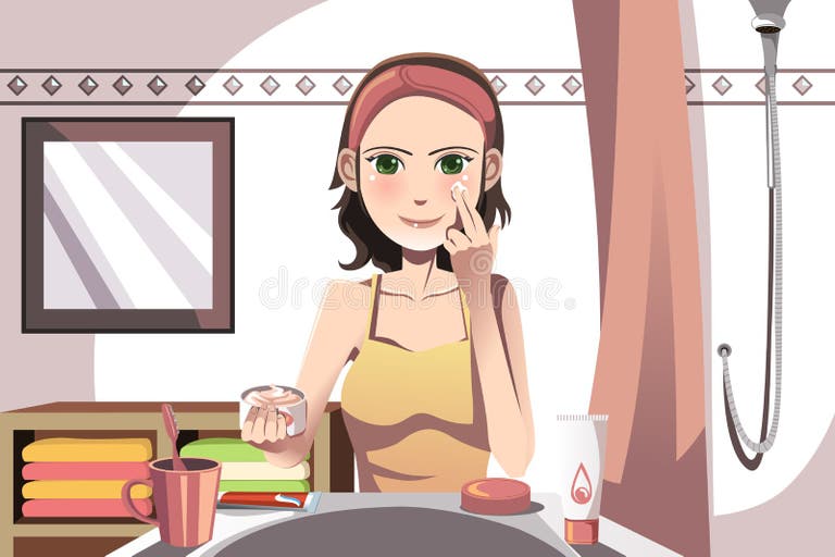 Woman Applying Lotion Cartoon Stock Illustrations – 540 Woman Applying ...