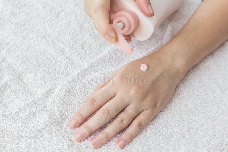 Woman Applying Cream on Hand Stock Image - Image of healthy, health ...