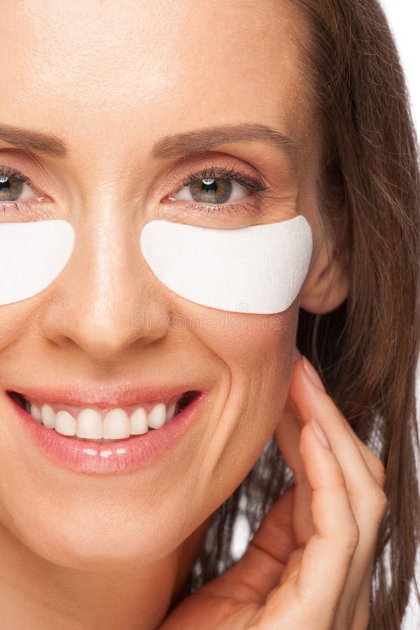 Woman Applying Gel Eye Mask Stock Image - Image of pampering, care ...