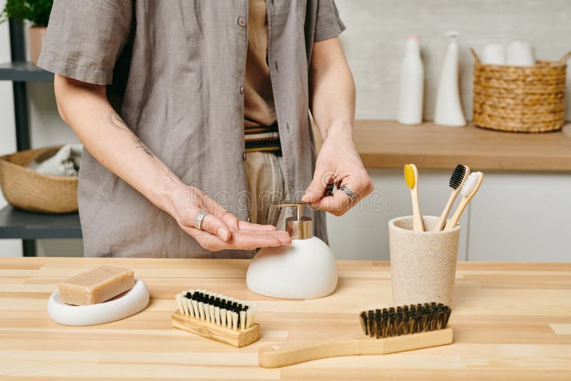 Woman Applying Liquid Soap on Hands Stock Image - Image of bodycare ...