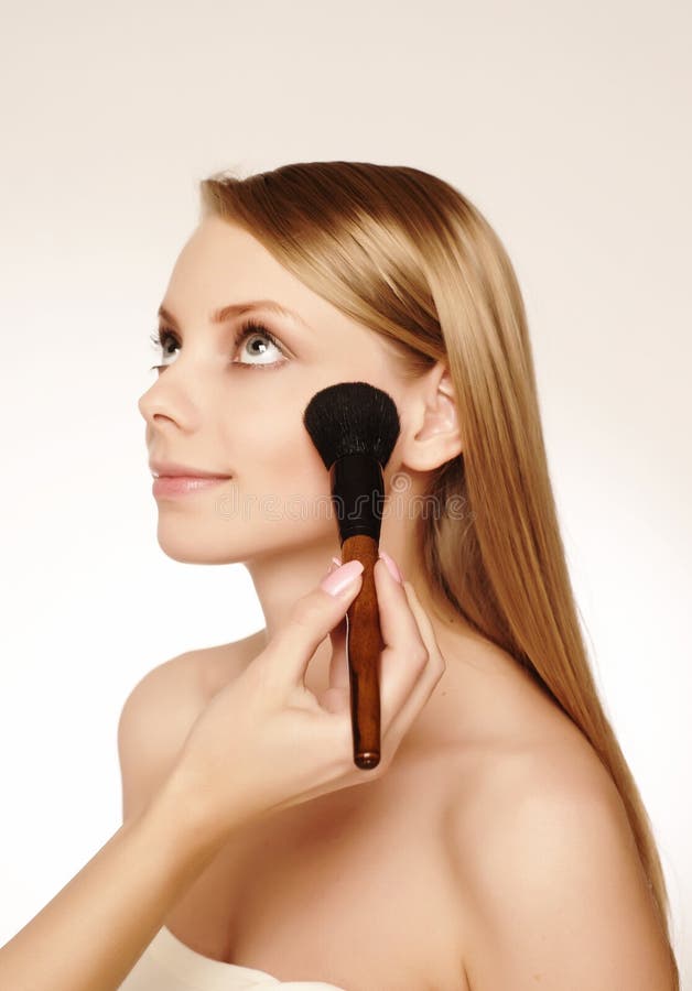 Woman applying make-up stock photo. Image of model, fresh - 15115902