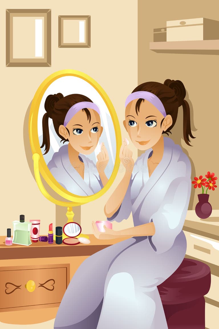 Cartoon Girl Applying Makeup Stock Illustrations – 1,113 Cartoon Girl ...
