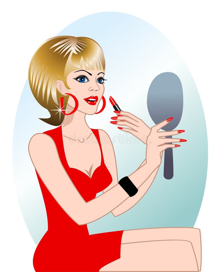 Woman Applying Makeup, Vector File Stock Vector - Illustration of ...