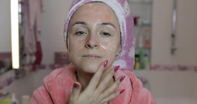 Woman Applying Mask Moisturizing Skin Cream Skincare Spa Facial Mask