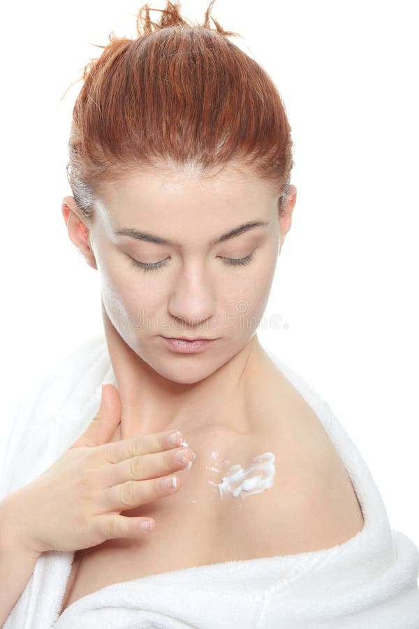 Woman Applying Moisturizer Cream Stock Image - Image of fresh, female ...