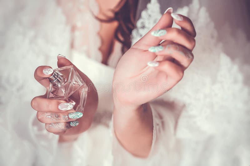 Woman Applying Perfume on Her Wrist Stock Photo - Image of breathe ...