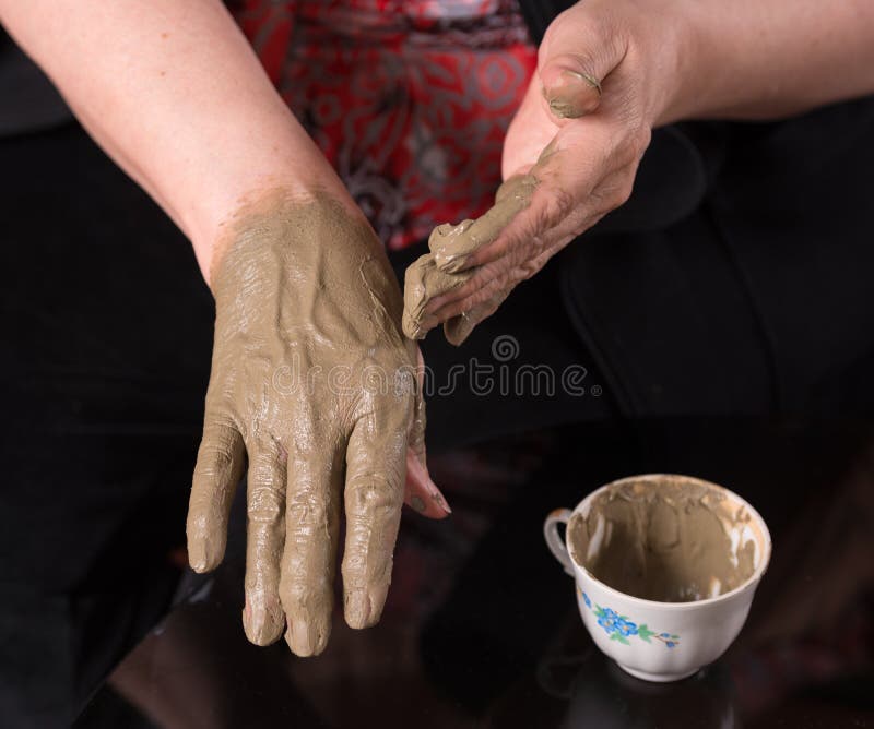 Woman Applying Spa Cosmetic Clay Cream Stock Photo - Image of girl ...