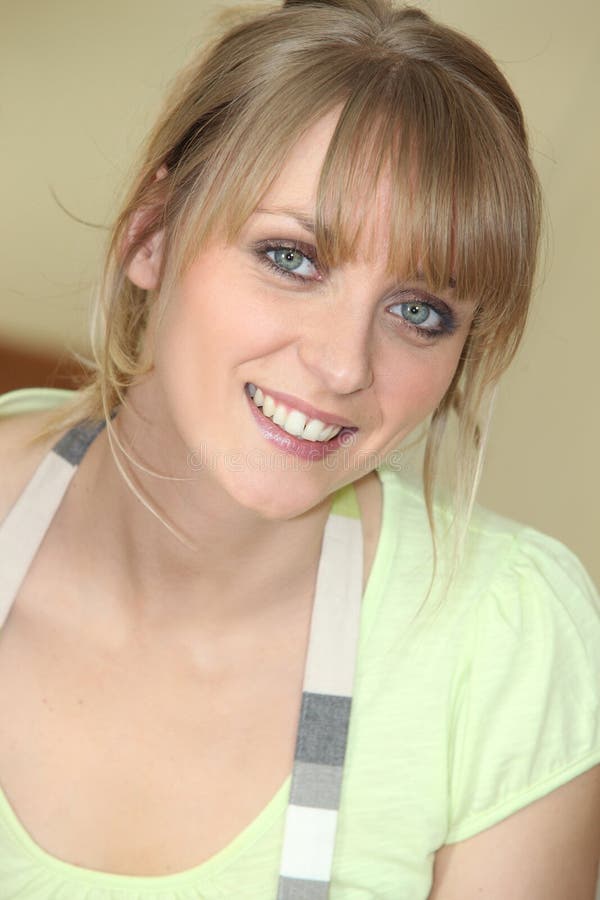 Woman in an apron stock image. Image of food, alone, close - 25665529