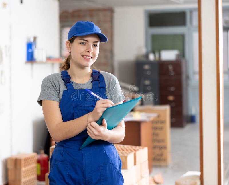 Woman Architect Taking Notes on Construction Site Stock Image - Image ...