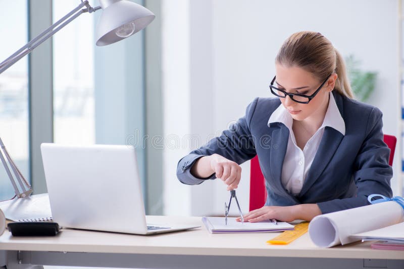Woman Architect Working on the Project Stock Photo - Image of creative ... Woman Architect Working on the Project Stock Photo - Image of creative ...