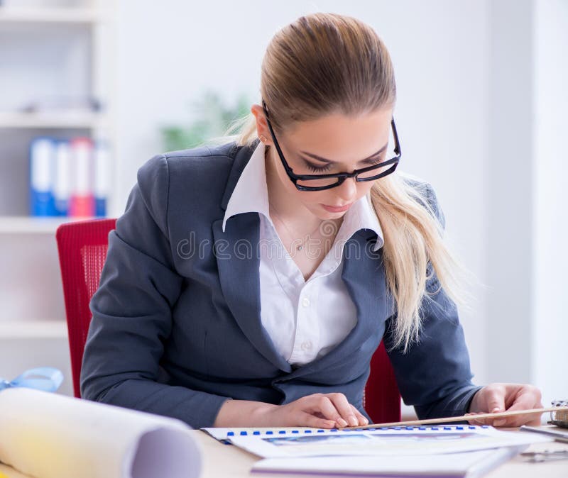 Woman Architect Working on the Project Stock Photo - Image of draftsman ... Woman Architect Working on the Project Stock Photo - Image of draftsman ...