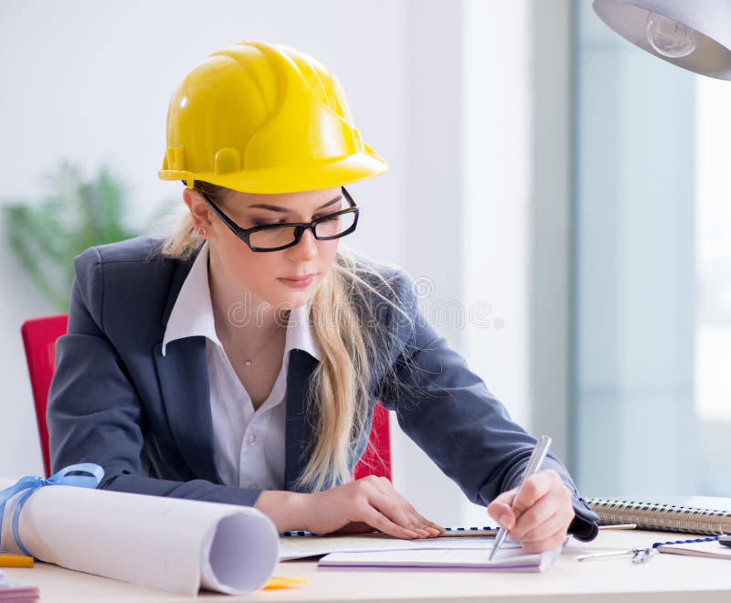 Woman Architect Working on the Project Stock Photo - Image of ...