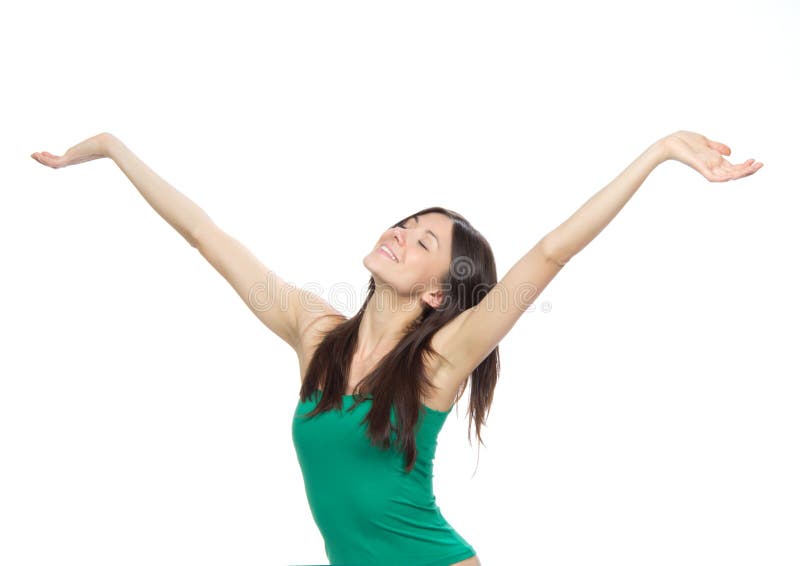 Woman with Arms Open Feeling Freedom and Happines Stock Photo - Image ...