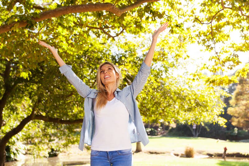 Woman with arms open stock image. Image of female, attractive - 55361549