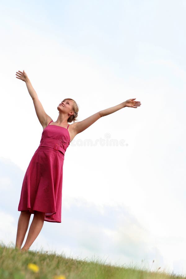 Woman with arms wide open stock photo. Image of raising - 2973548