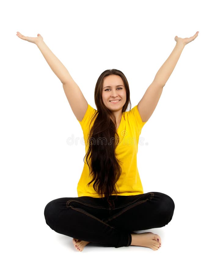 Woman with arms raised stock image. Image of white, joyful - 37889599