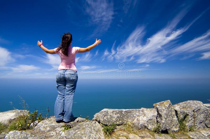 Woman with arms wide open stock photo. Image of relax - 2909990