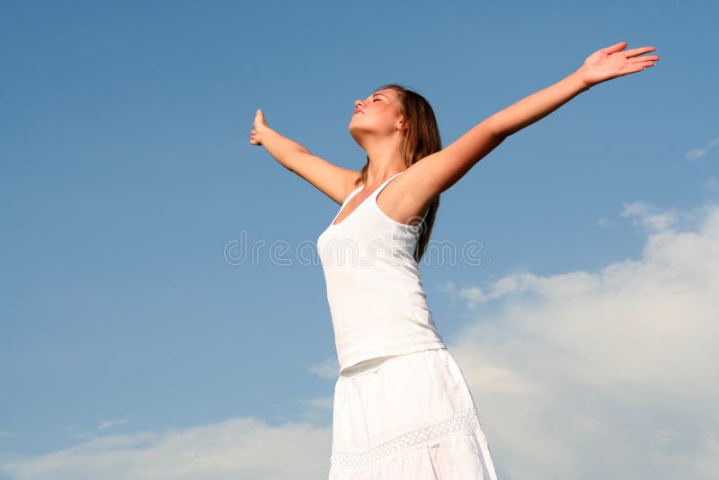 Woman with arms wide open stock photo. Image of outdoors - 2973538