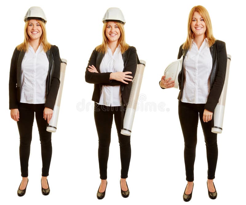 Woman As an Architect in Different Positions Stock Photo - Image of ...