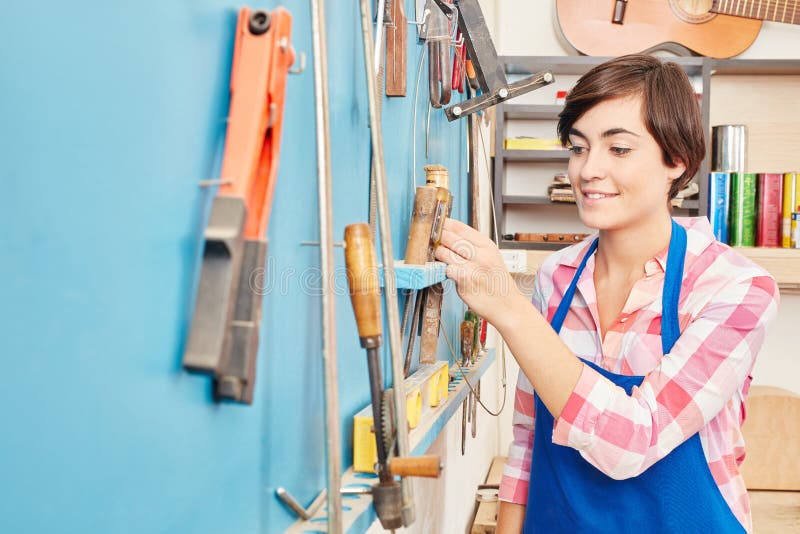 Woman As Carpenter Working with Tools Stock Photo - Image of female ...