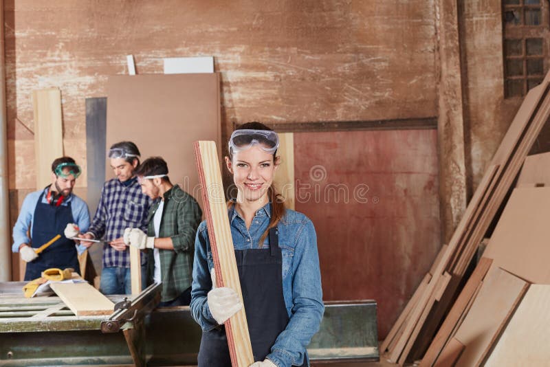 Woman As Carpentry Apprentice Stock Photo - Image of trainee, worker ...