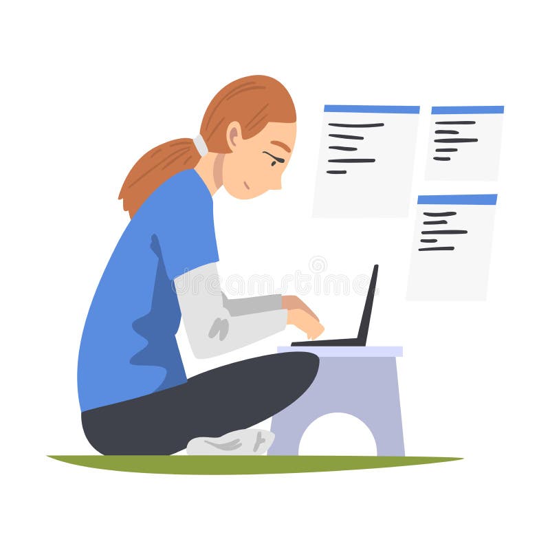 Woman As Software Developer Or Programmer Engaged In Coding In Server Side Framework On Laptop