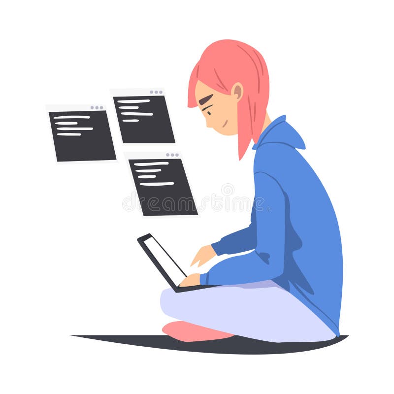 Woman As Software Developer Or Programmer Engaged In Coding In Server Side Framework On Laptop