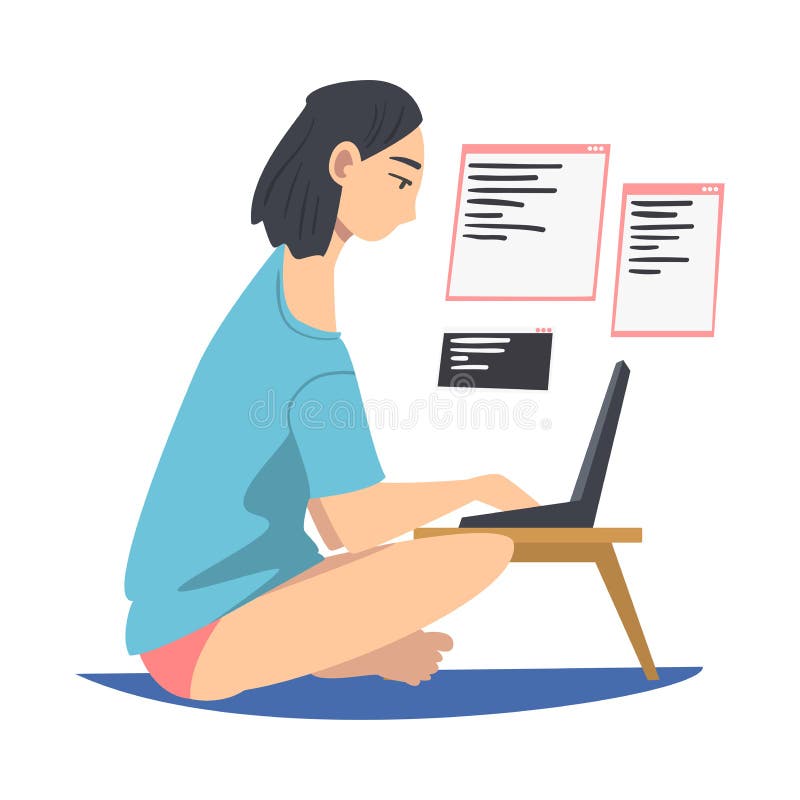 Woman As Software Developer Or Programmer Engaged In Coding In Server Side Framework On Laptop