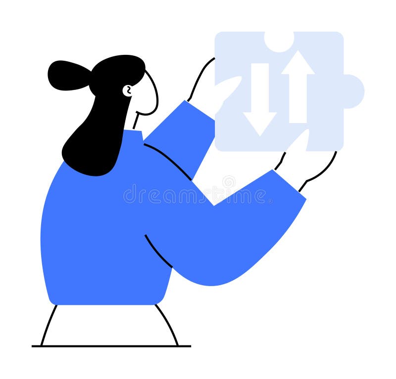 Woman Assembling Puzzle Piece Representing Strategy and Process ...