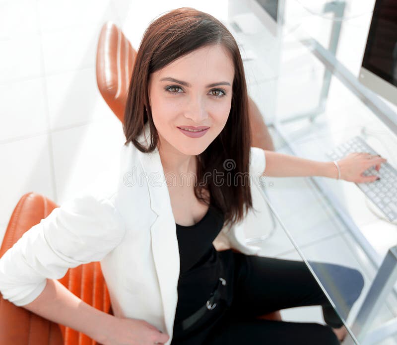 Woman Assistant Working on the Computer. Stock Photo - Image of elegant ...