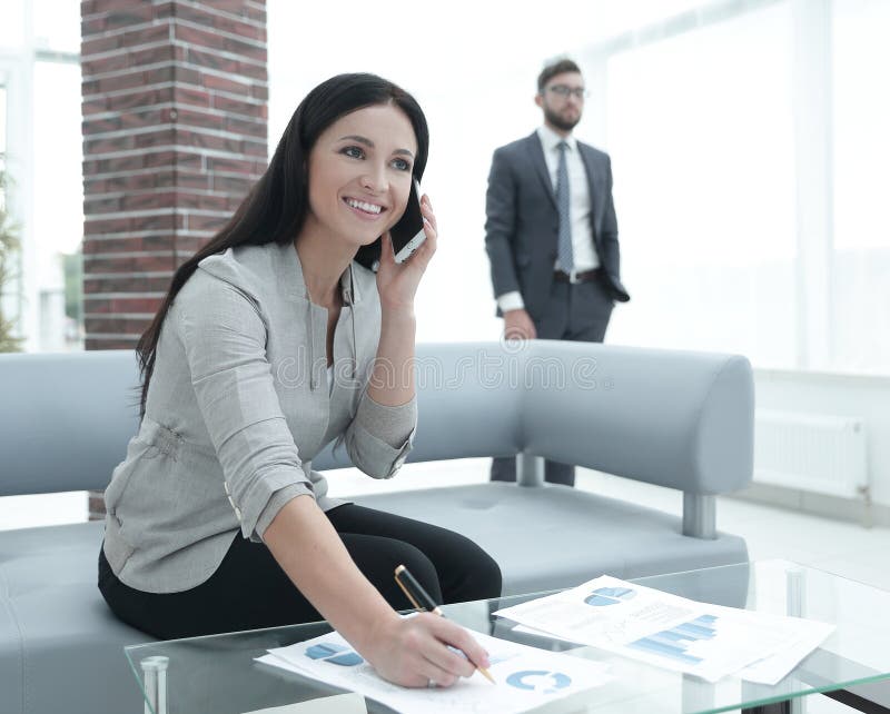 Woman Assistant at the Workplace in the Office Stock Image - Image of ...