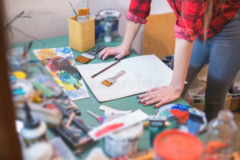 Woman in Atelier at Drawing Lesson Stock Photo - Image of detail, idea ...