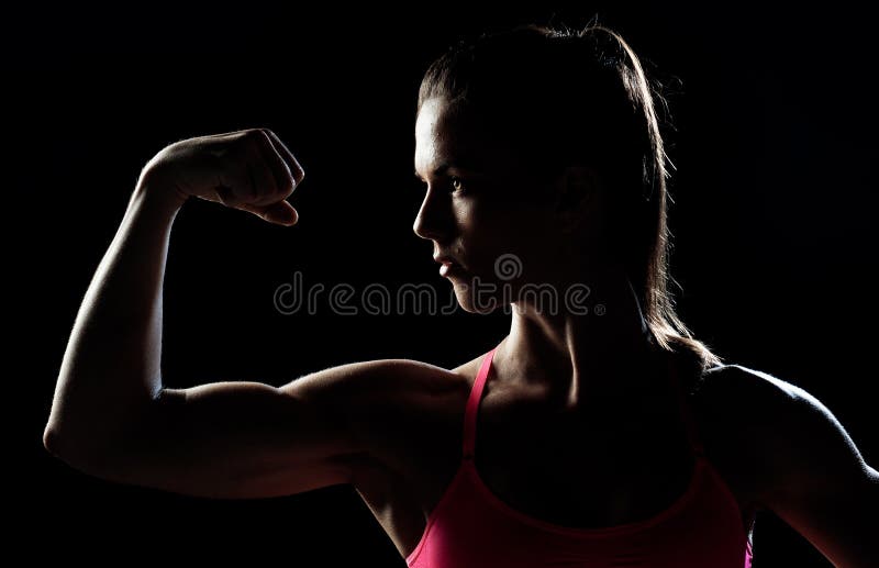 Woman Athlete Showing Biceps Stock Photo - Image of building, exercise ...